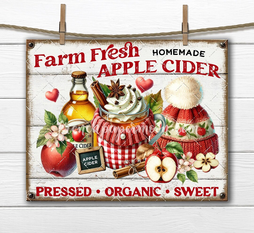 Farm Fresh Apple Cider Digital PNG Sublimation Fabric Transfer Cutting ...