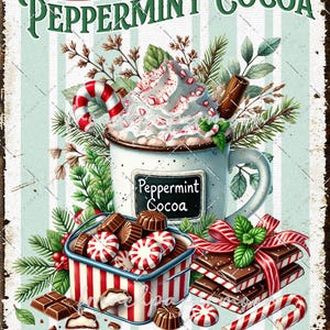 Old Fashioned Retro Peppermint Hot Cocoa, DIY Xmas Sign, Christmas ...