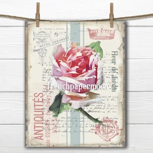 French Rose Printable, Vintage Rose, Shabby Digital Victorian Rose ...