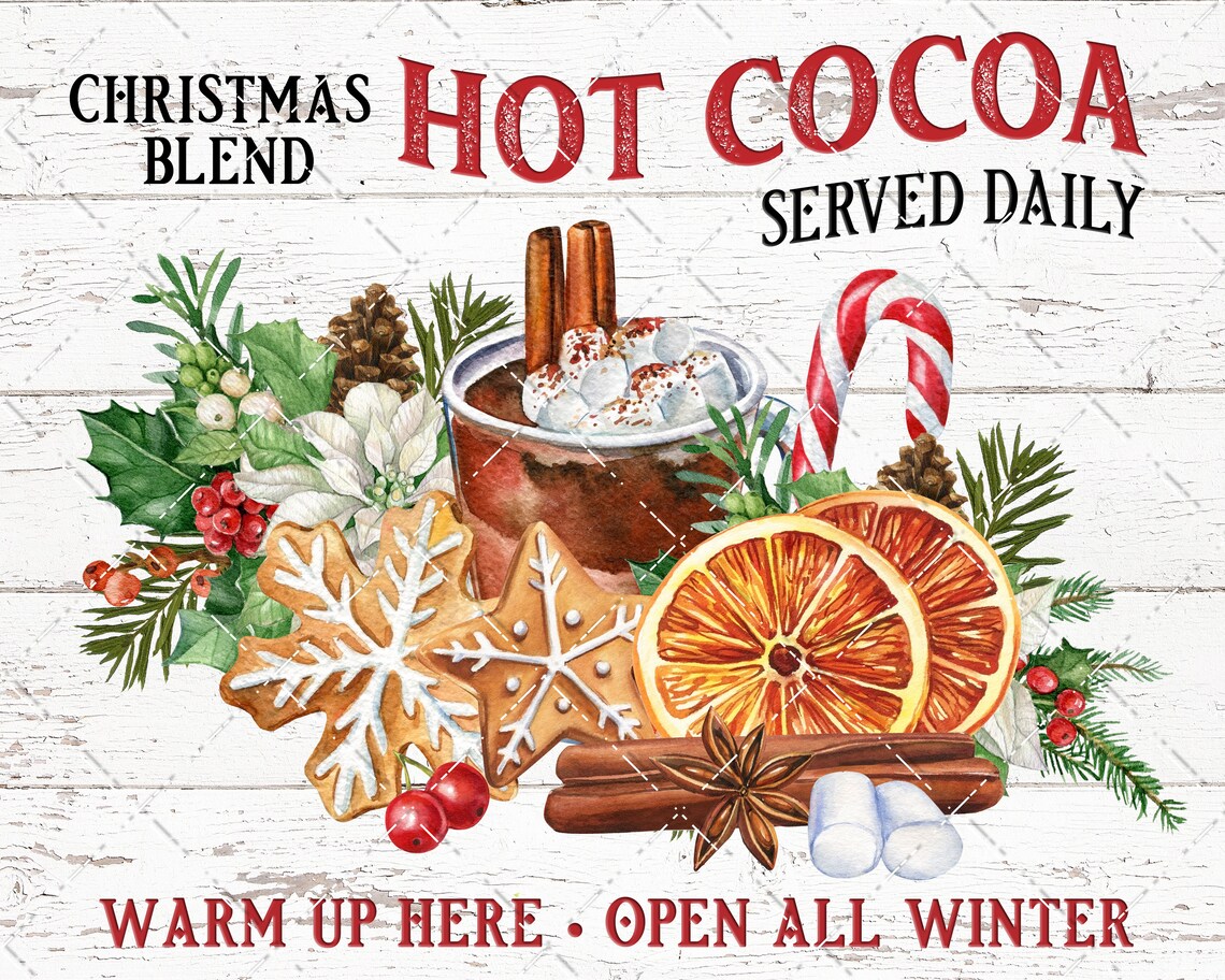 Christmas Blend Hot Cocoa DIY Sign Farmhouse Xmas Decor Sign - Etsy