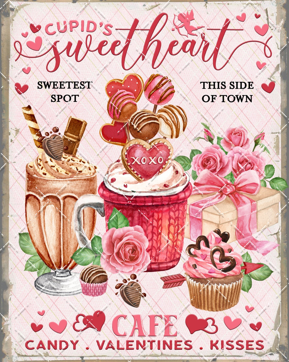 Sweetheart Cafe, DIY Valentine Sign, Cupids Cafe, Valentine Sweets ...