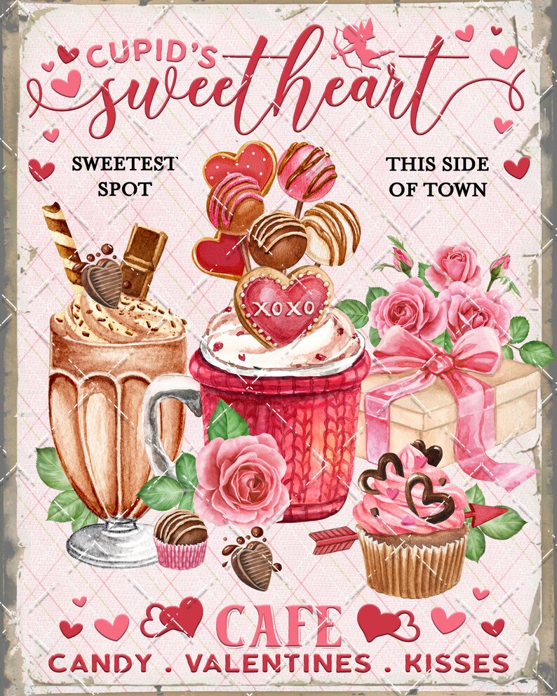 Sweetheart Cafe, DIY Valentine Sign, Cupids Cafe, Valentine Sweets ...