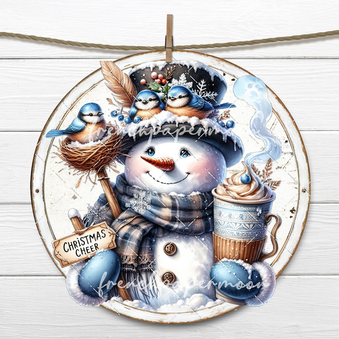 Snowman Round Christmas Cheer DIY Sign Making Fabric Transfer Christmas ...