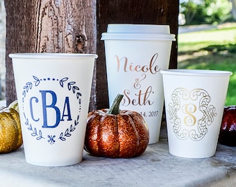 Personalized Paper Coffee Cups Engagement Party Cups | Etsy