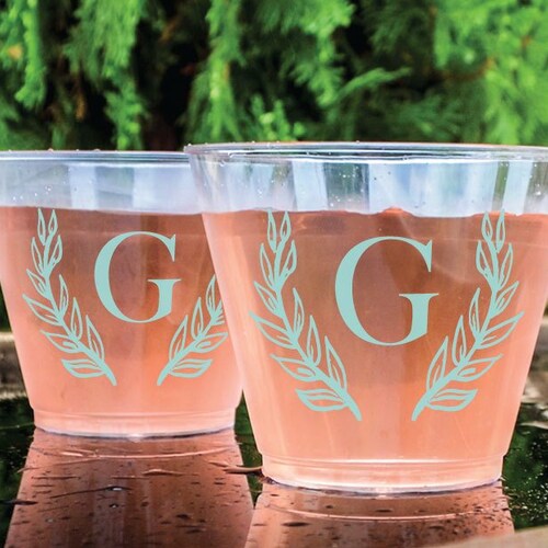 Single Initial Hard Plastic Cups Personalized Wedding Cups | Etsy