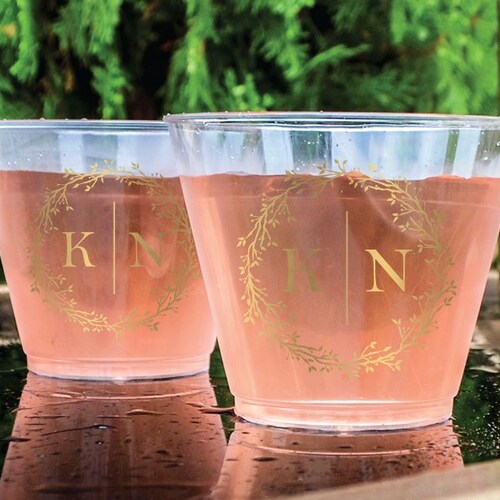 Monogram Plastic Party Cups Personalized Hard Plastic Cups - Etsy
