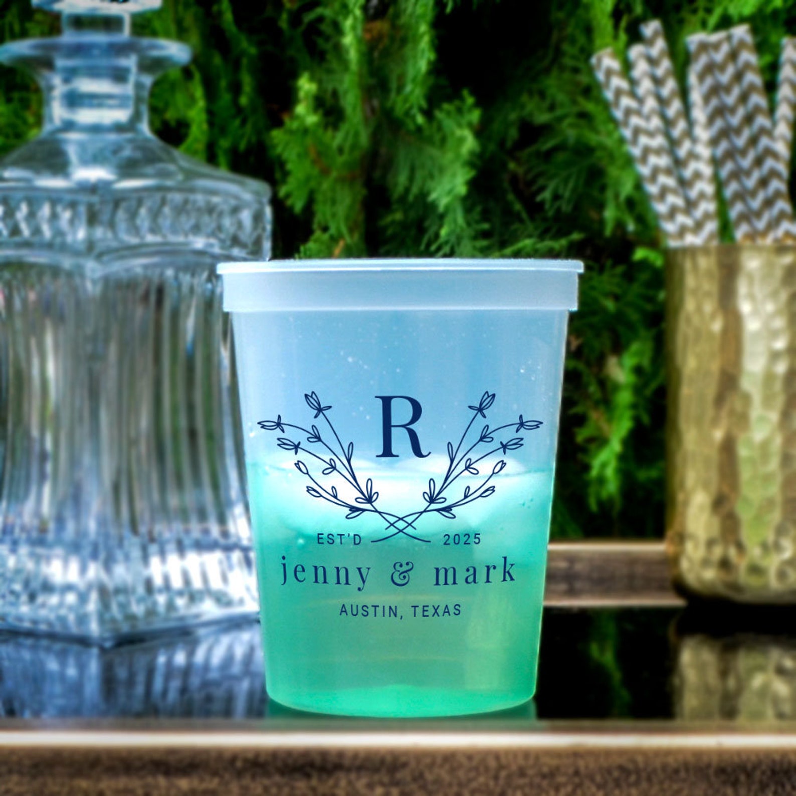 Monogrammed Color Changing Cups Stadium Mood Cups Color - Etsy