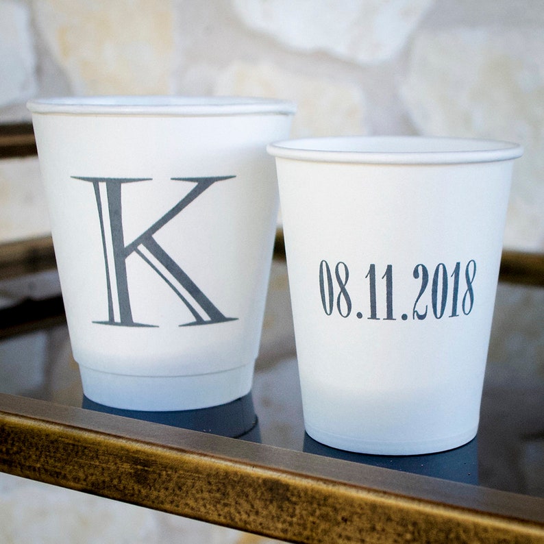 Monogrammed Paper Cups Personalized Paper Coffee Cups Custom - Etsy