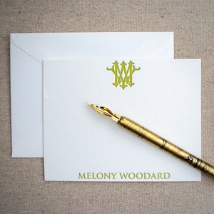 Monogrammed Letterpress A2 Stationery & Envelope Set, Personalized Flat ...