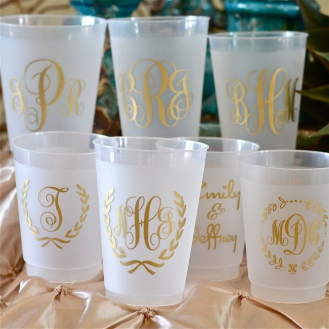 Personalized Wreath Frosted Party Cups, Custom Branch Shatterproof Cup ...