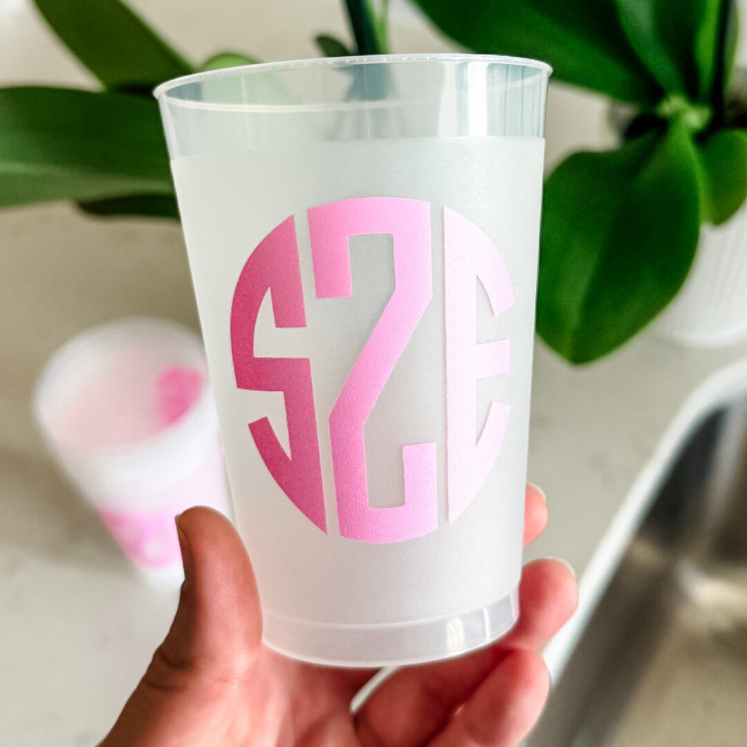 Custom Circle Monogram Shatterproof Cups, Shatterproof Plastic Party ...