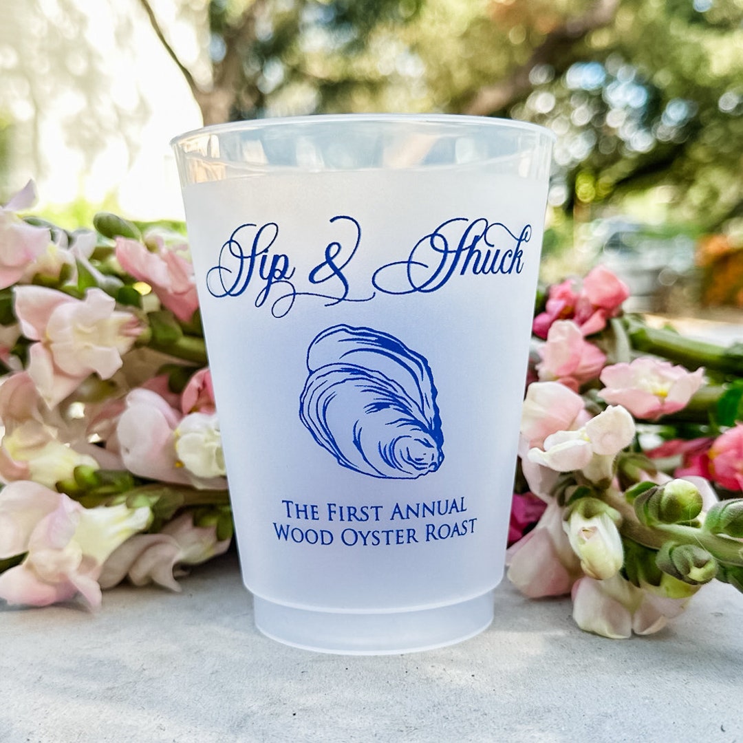 Sip & Shuck Shatterproof Cups, Oyster Roast Frosted Party Cups ...