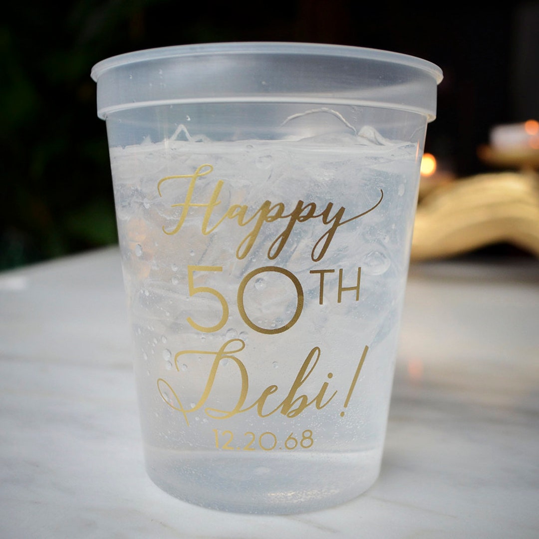 50th Birthday for Her Custom Cups, Party Cups, Plastic Stadium Cups ...