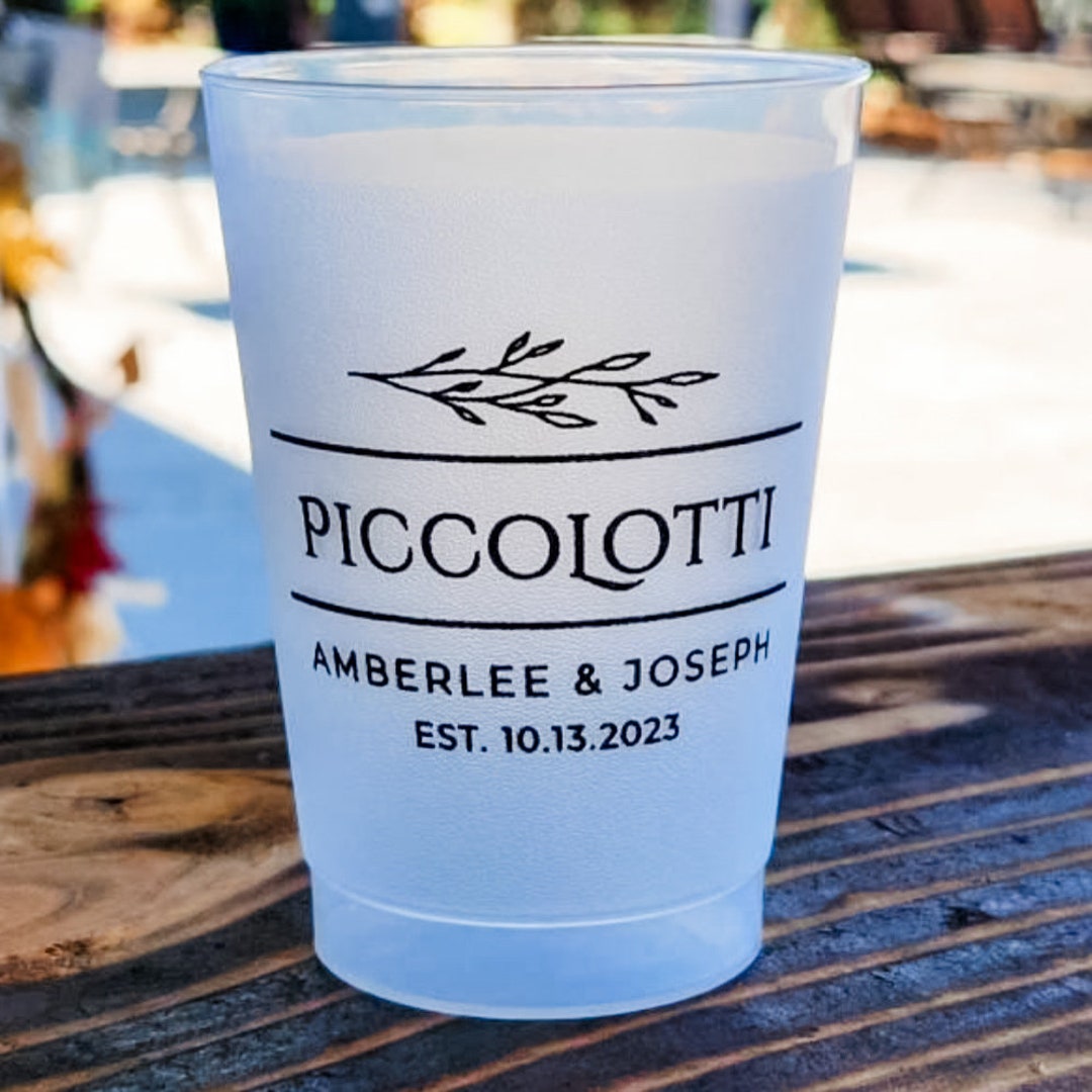 Custom Black Ink Shatterproof Frost-flex Cups, Personalized Wedding Cup ...
