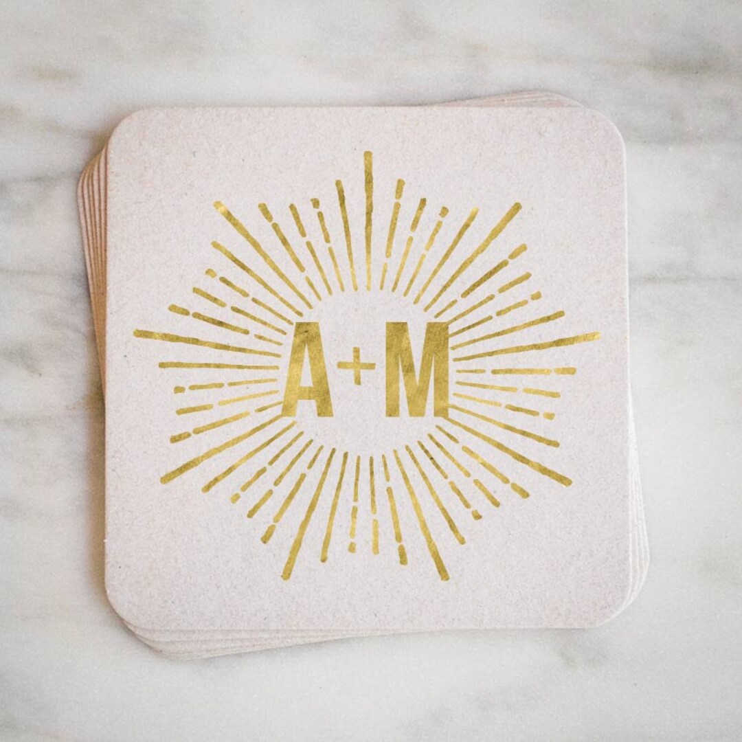 Personalized Foil Printed Party Coasters, Custom Metallic Drink ...