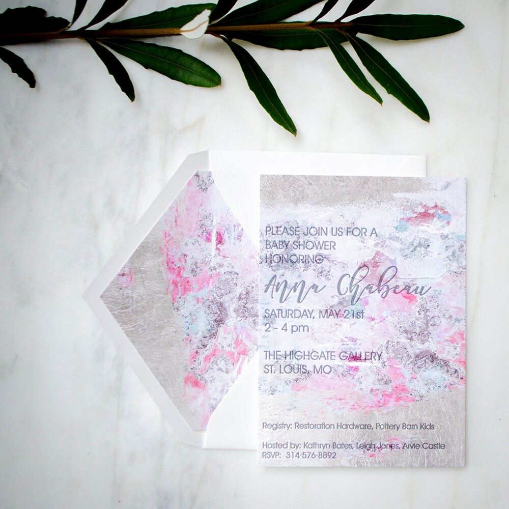 Full Color Letterpress Invitations, Personalized Agate Baby Sprinkle ...