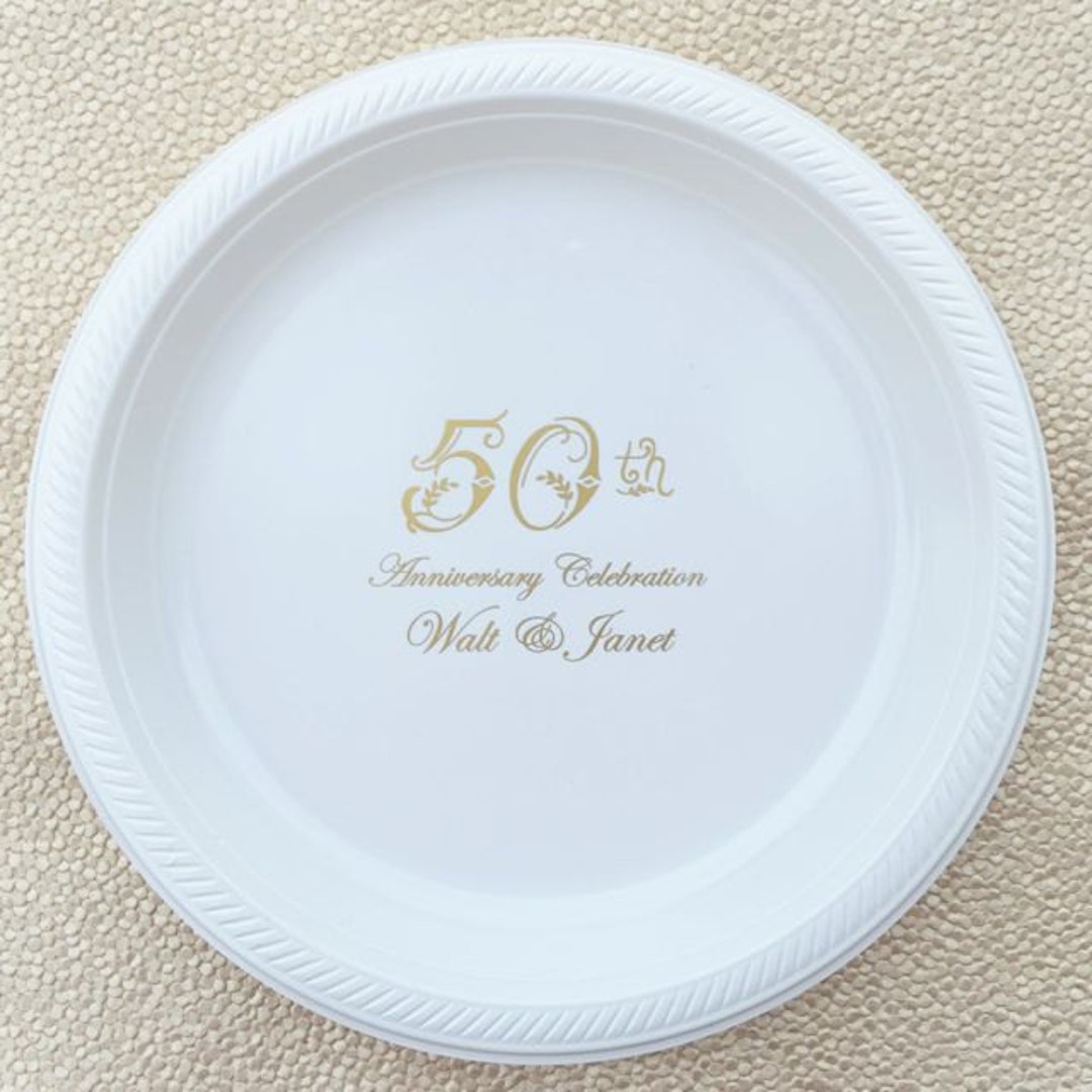 Custom Plastic Party Plates, Personalized Wedding Plates, Anniversary ...