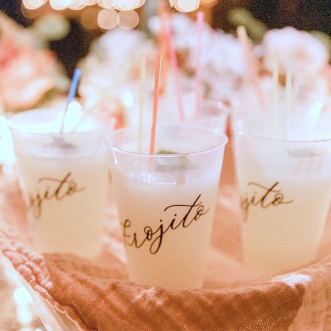 Personalized Frosted Plastic Cups, Signature Cocktail Cups, Custom ...