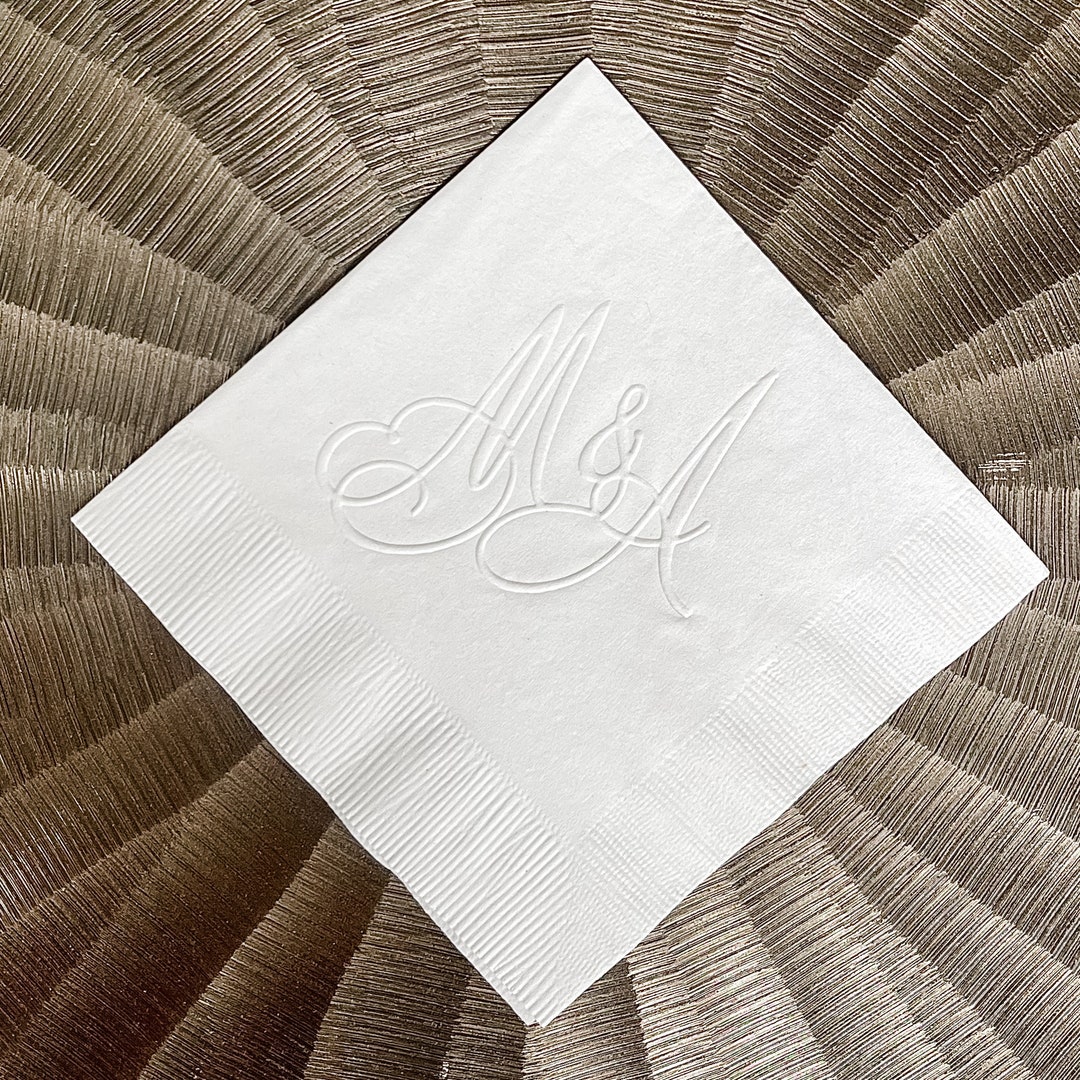 Embossed Initials Wedding Napkins, Custom 3 Ply Embossed Cocktail ...