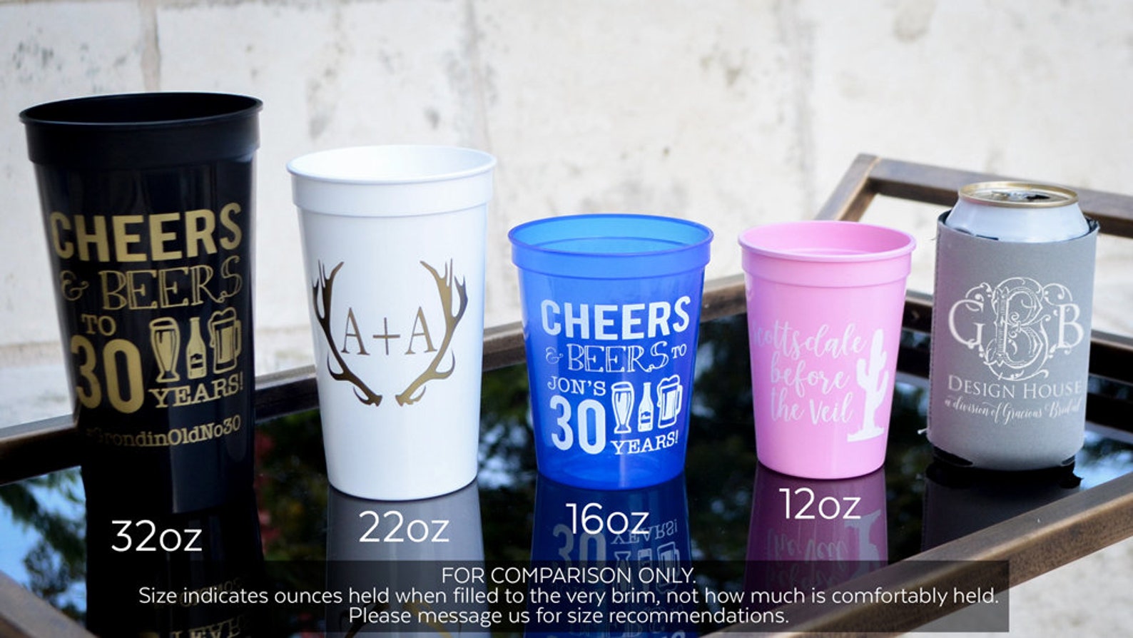 Sandy Toes and Salty Kisses Stadium Cups, Personalized Plastic Party ...