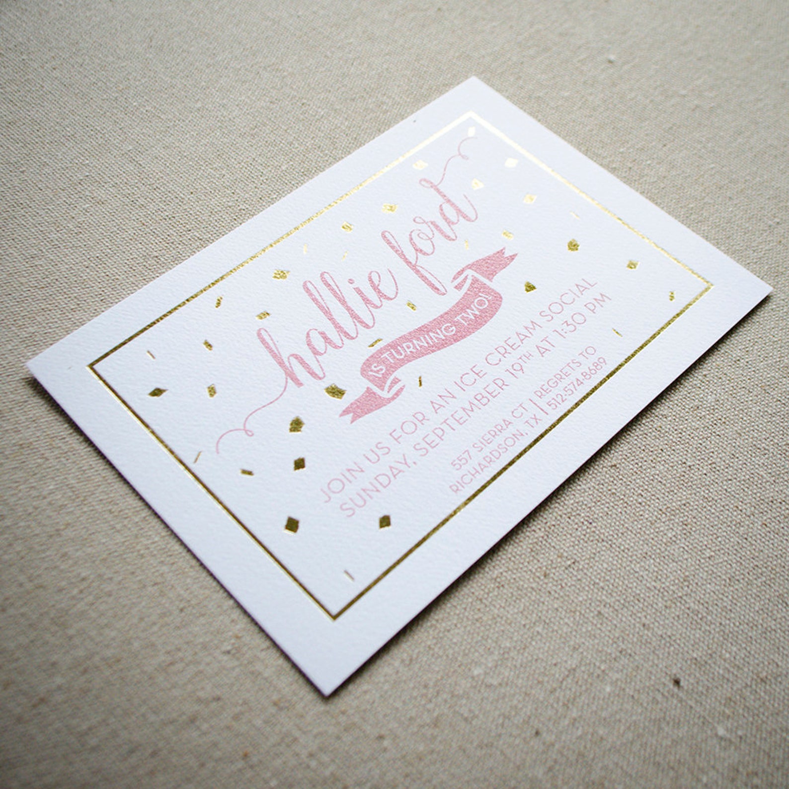 Custom Gold Foil Invitations Ice Cream Social Kid's - Etsy