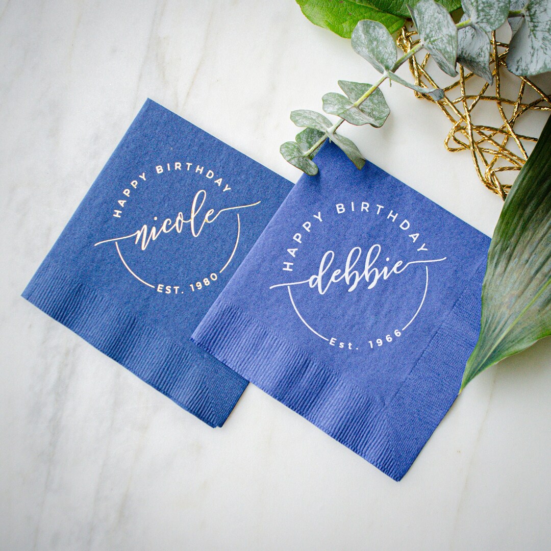 Modern Design Personalized Birthday Napkins, Custom Printed 3 Ply ...