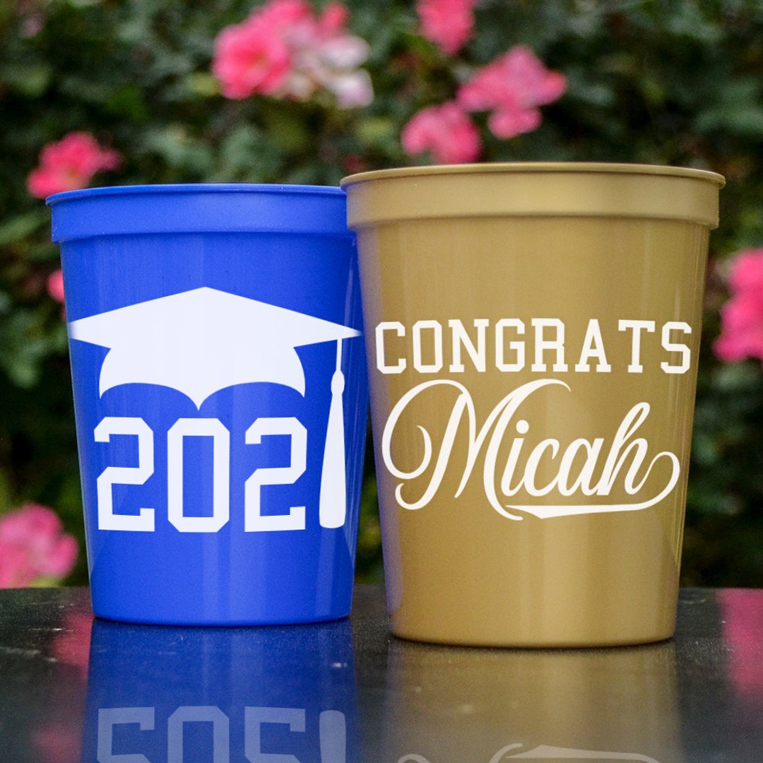 Graduation Tassel Printed Party Cups, Grad Cap Party Favors, Class of ...