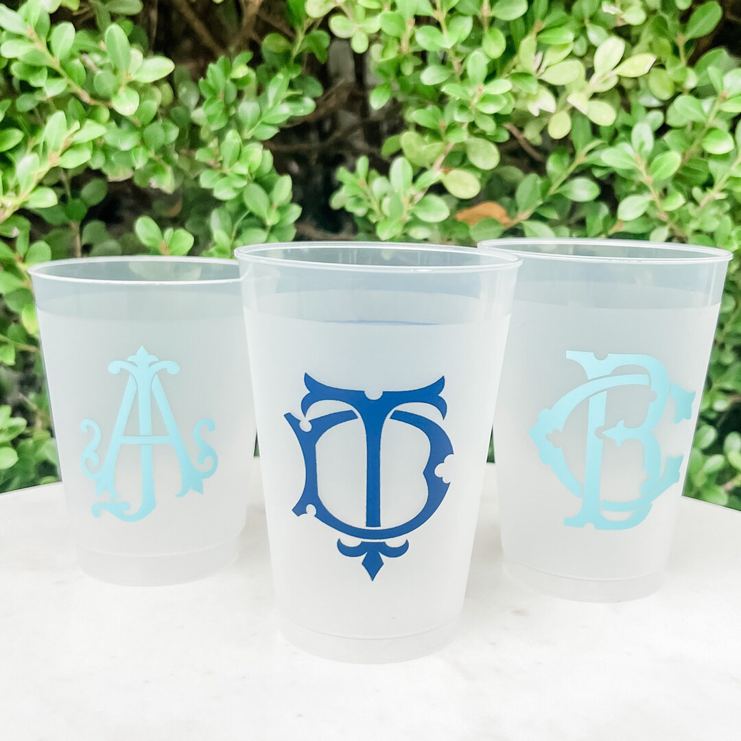 Interlocking Monogram Shatterproof Cup Favors, Printed Cups ...