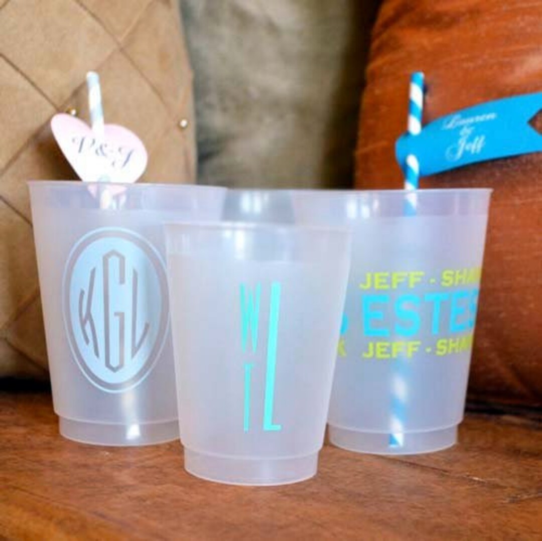 Personalized Tall Initials Shatterproof Party Cups, Modern Wedding ...