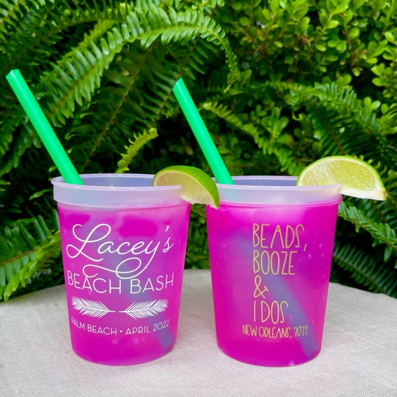 Custom Magenta Color Changing Cups Custom Beach Bash Plastic - Etsy