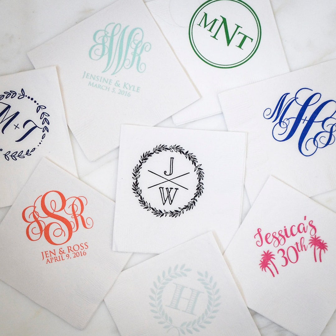 Personalized Color Pop Napkins, Monogrammed Party Napkins, Customizable ...