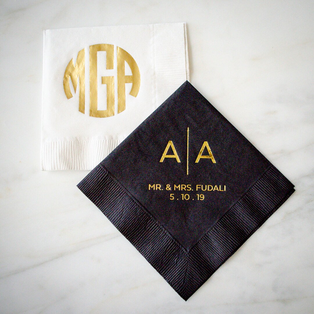 Custom Engagement Napkins, Custom Initial Napkins, Personalized Napkins ...