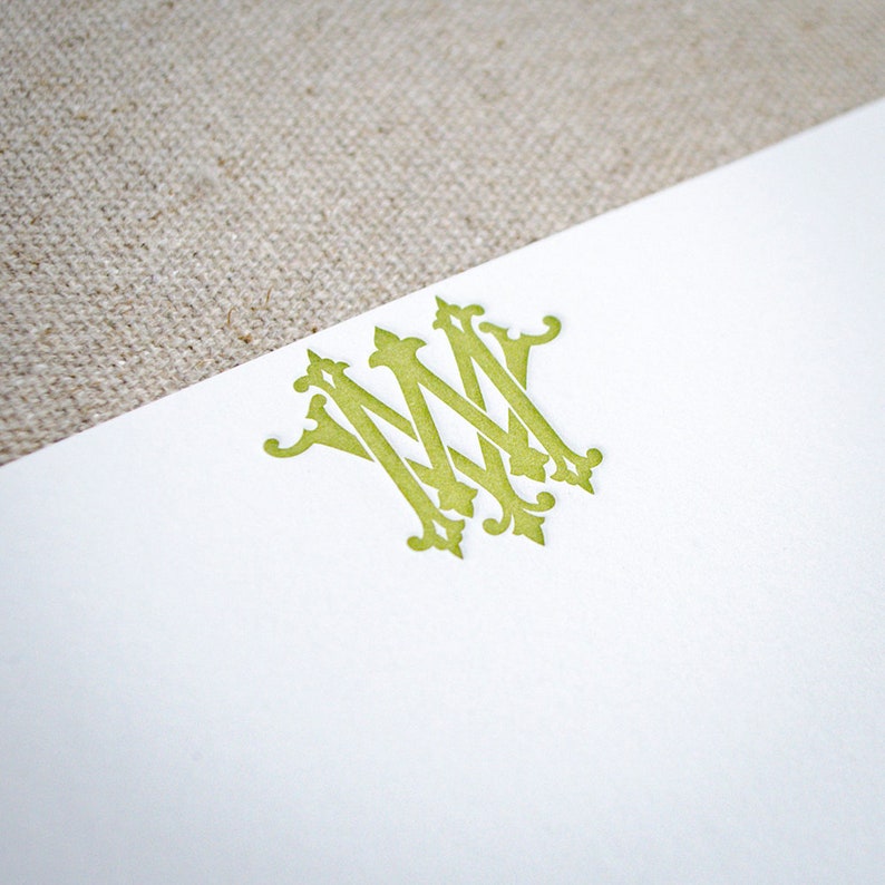 Monogrammed Letterpress A2 Stationery & Envelope Set, Personalized Flat ...