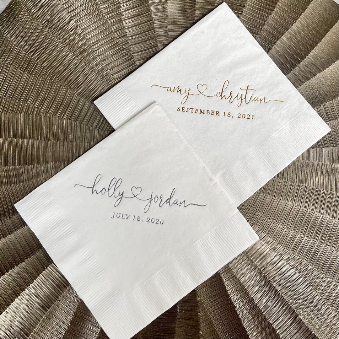 Custom Foil Interlocking Heart Napkins, Heart Connected Napkins, 3ply ...