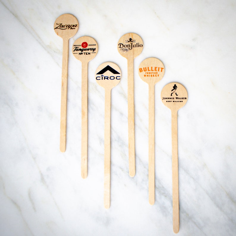 Company Logo Wooden Stir Sticks Wooden Cocktail Stirrers | Etsy