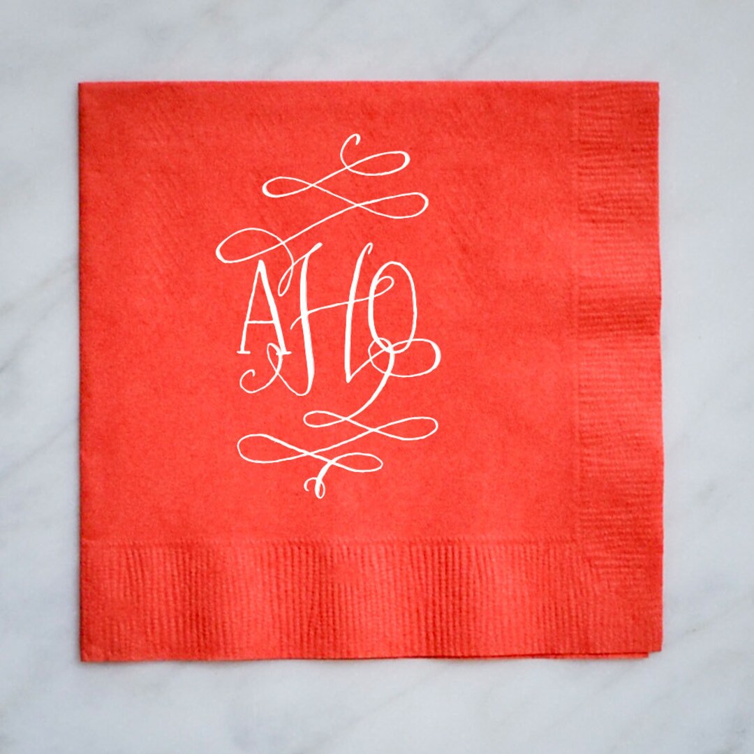 Modern Calligraphy Monogram Napkins, Calligraphy Monogram Napkins ...