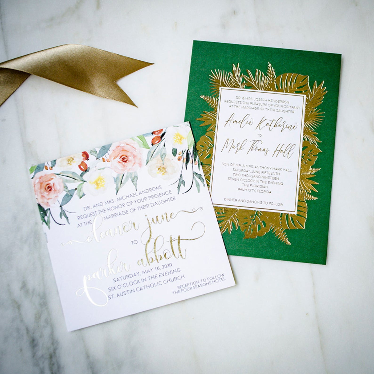 Personalized Vibrant Full Color and Foil Invitations, Colorful Wedding ...