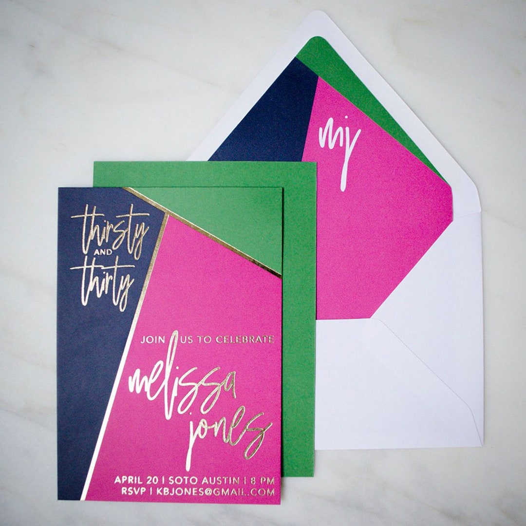 Bright Birthday Party Invitations, Fun Party Invites, Real Gold Foil ...