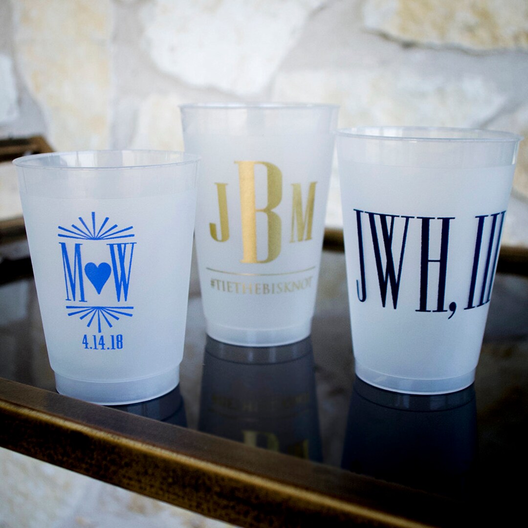 Monogrammed Frost Flex Cups, Block Monogram Cups, Wedding Party Cups ...