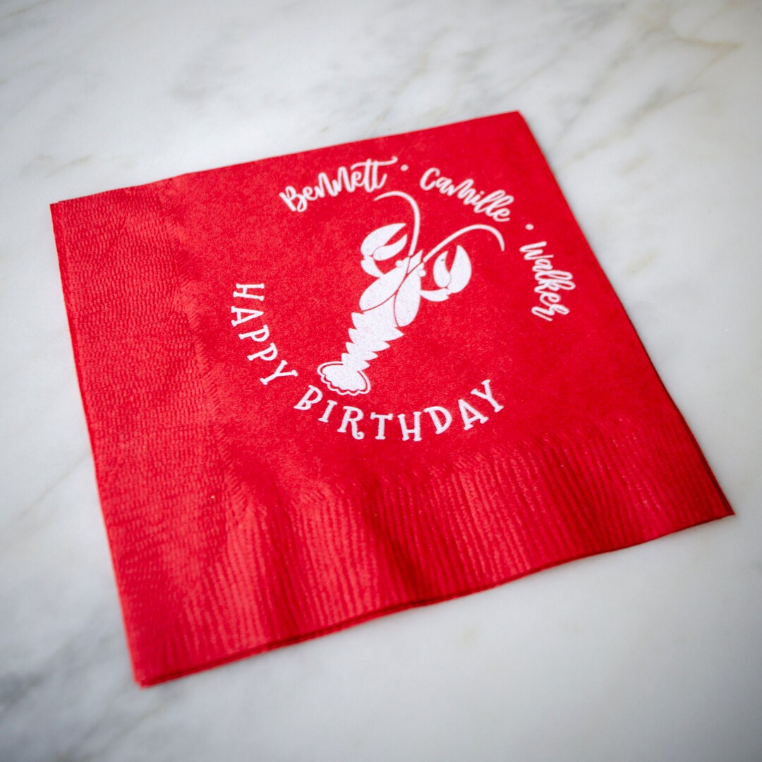 Crawfish Boil Napkins, Birthday Party Napkins, Seafood Boil, Kids ...