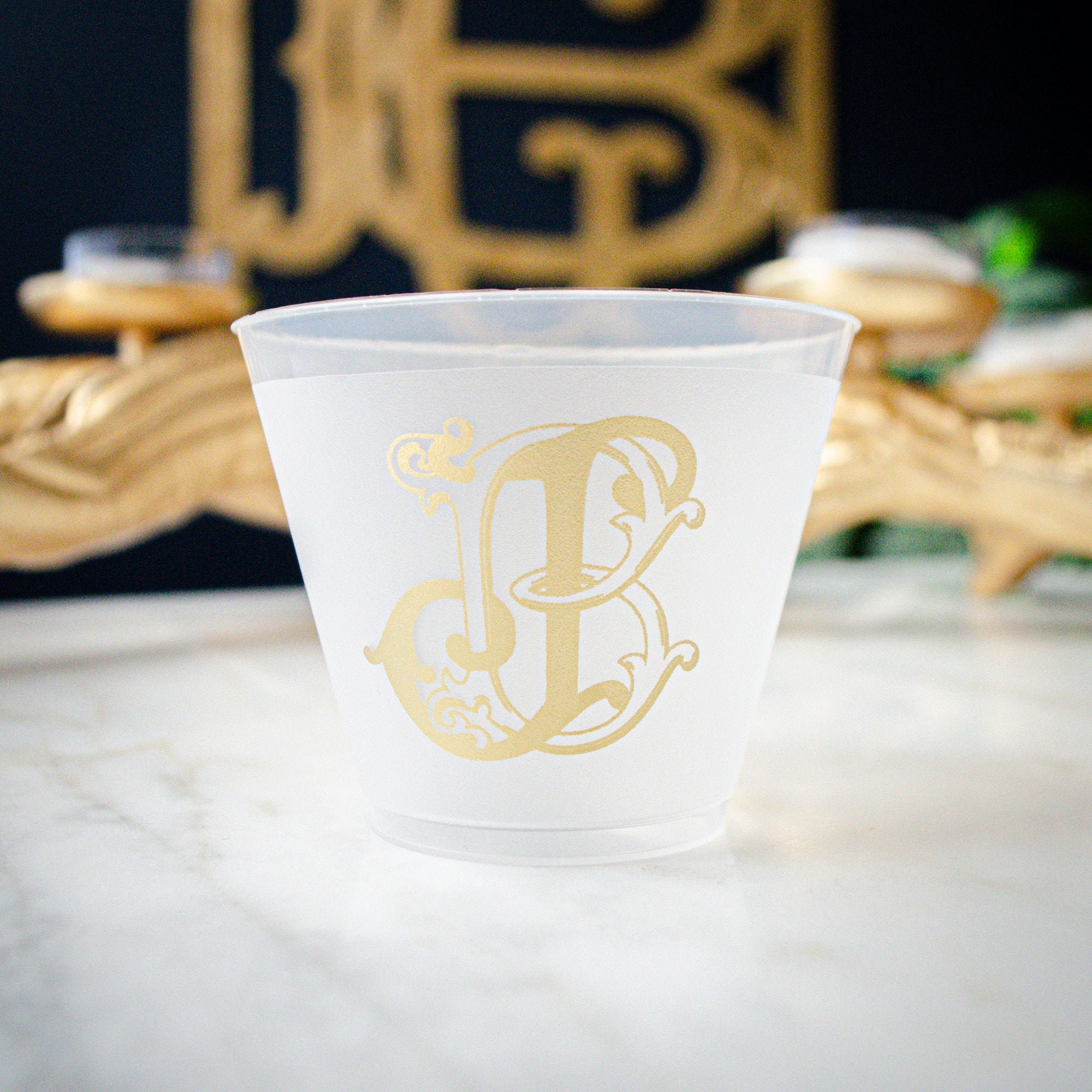 Vintage Interlocking Monogram Cups, Duogram Wedding Cups, Three Letter ...