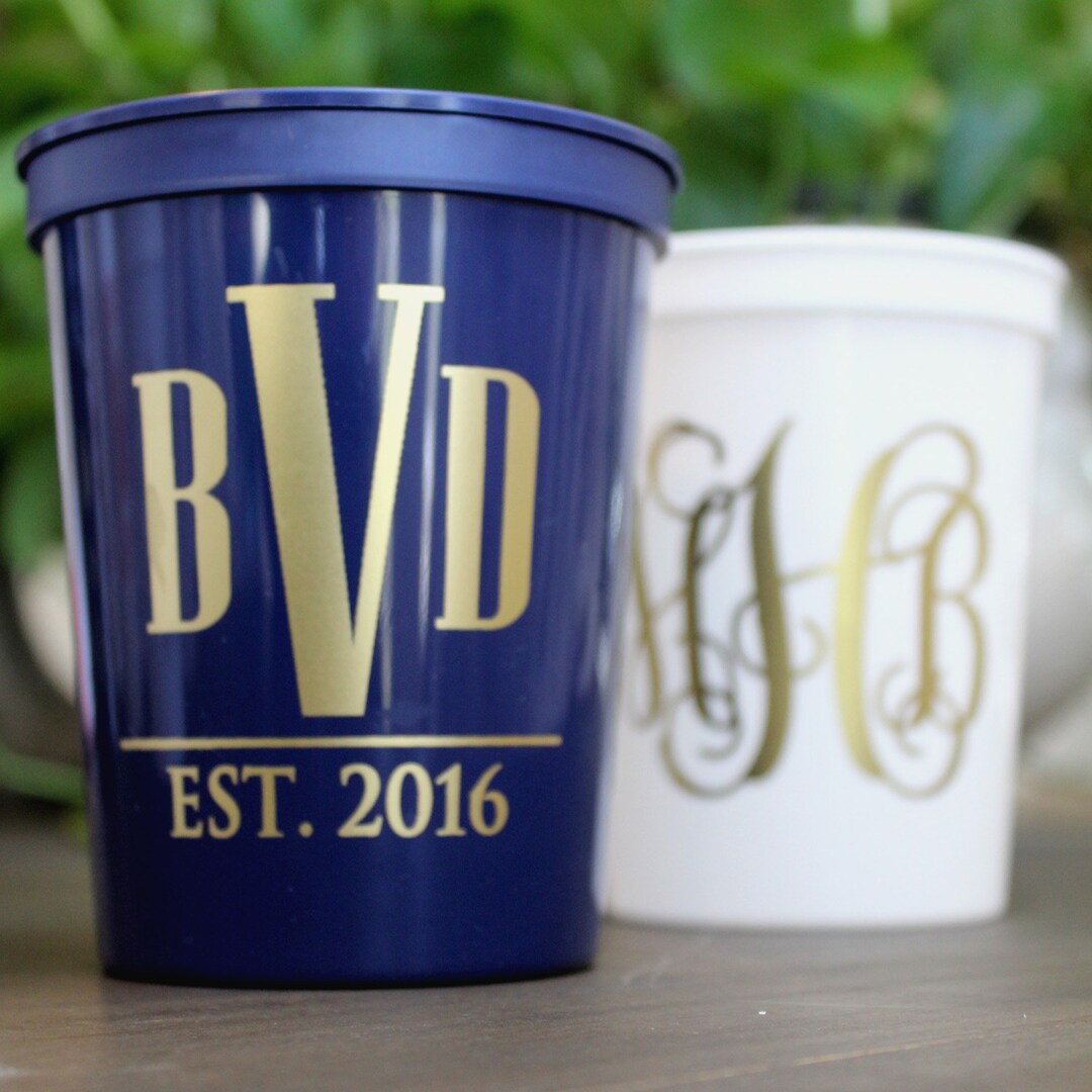 Personalized Metallic Monogram Cups, Custom Printed Plastic Cups ...