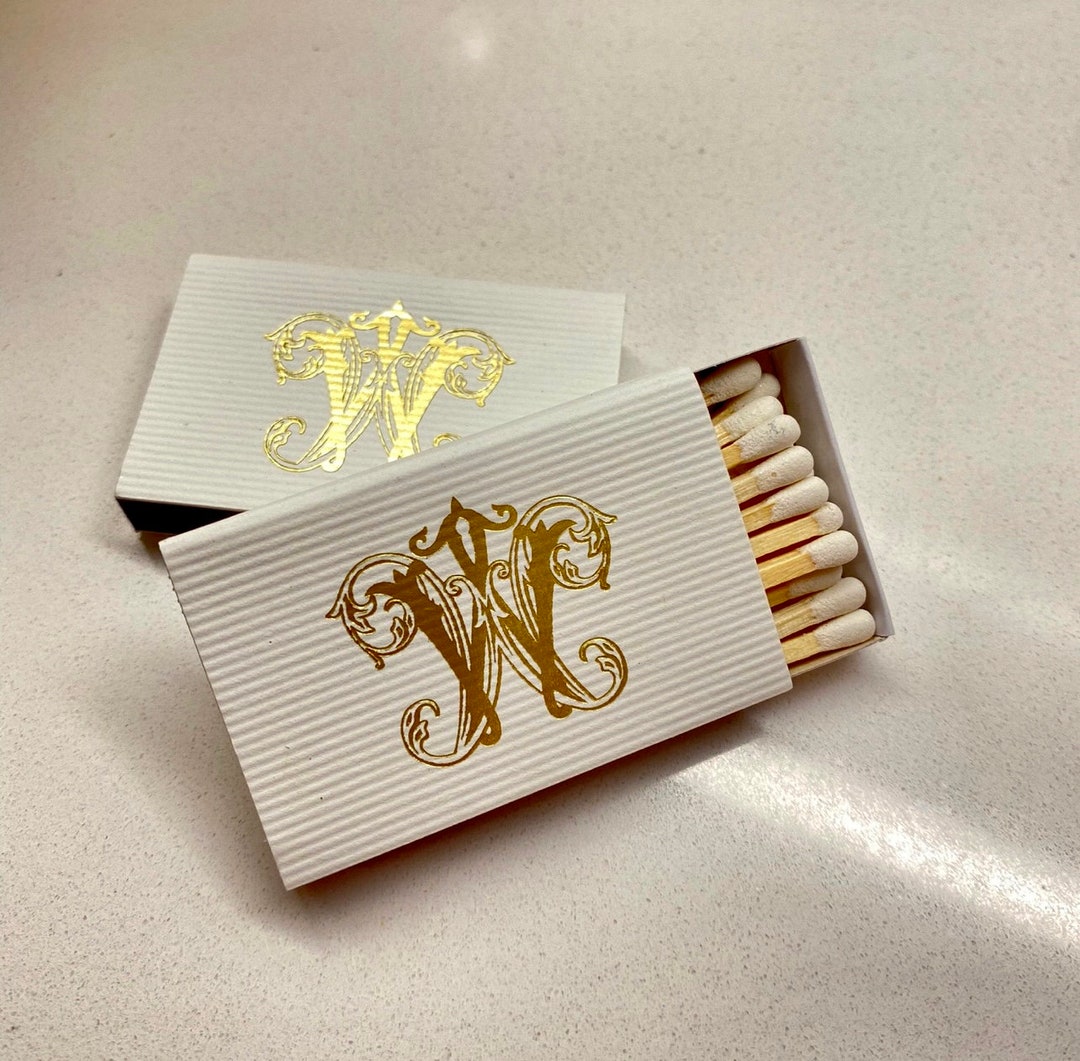 Gold Foil Stamped Wedding Matches, Personalized Matchbox Favors, Custom ...