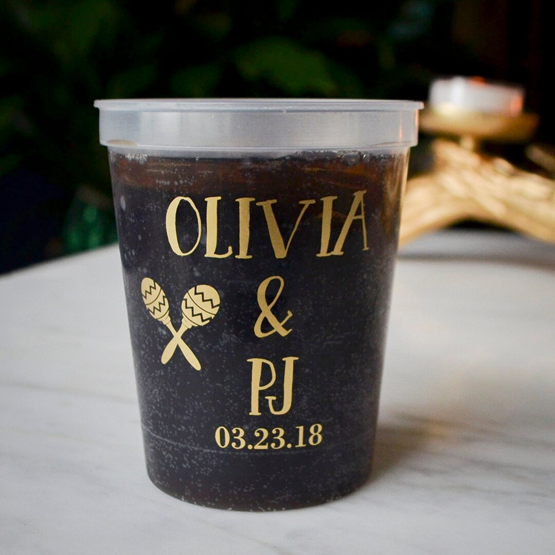 Personalized Maracas Party Cups, Fiesta Theme Engagement Party Cups ...