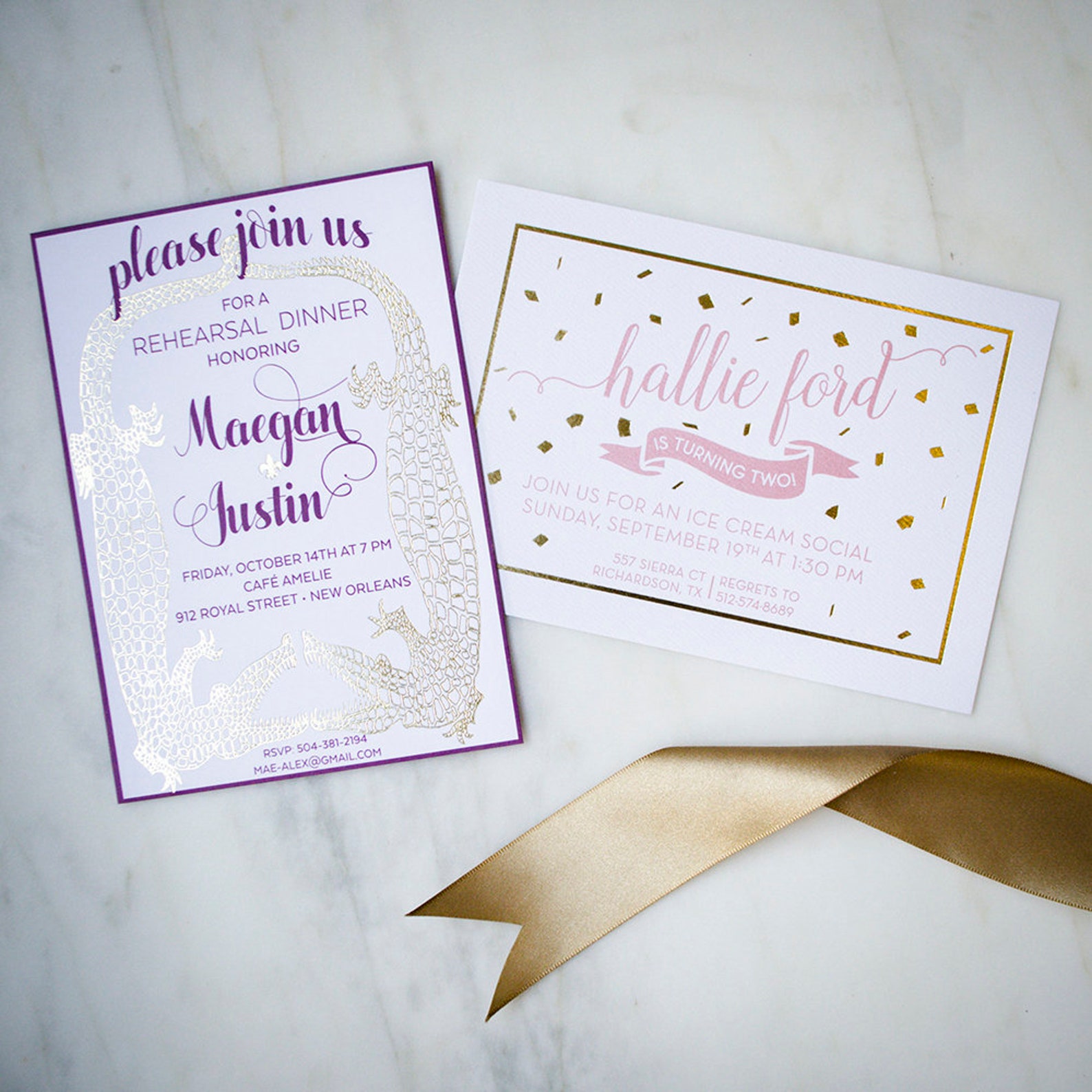 Personalized Vibrant Full Color and Foil Invitations, Colorful Wedding ...