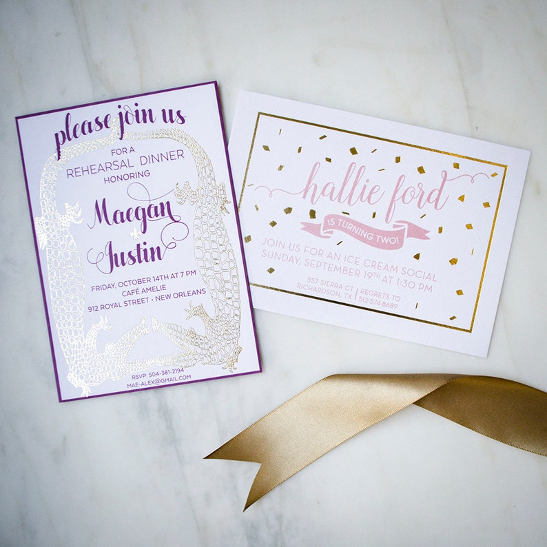 Personalized Vibrant Full Color and Foil Invitations, Colorful Wedding ...