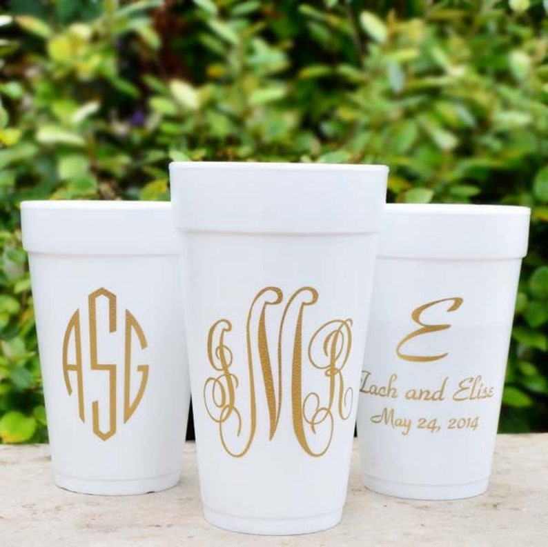 Monogram Styrofoam Cups Personalized Styrofoam Party Cups - Etsy