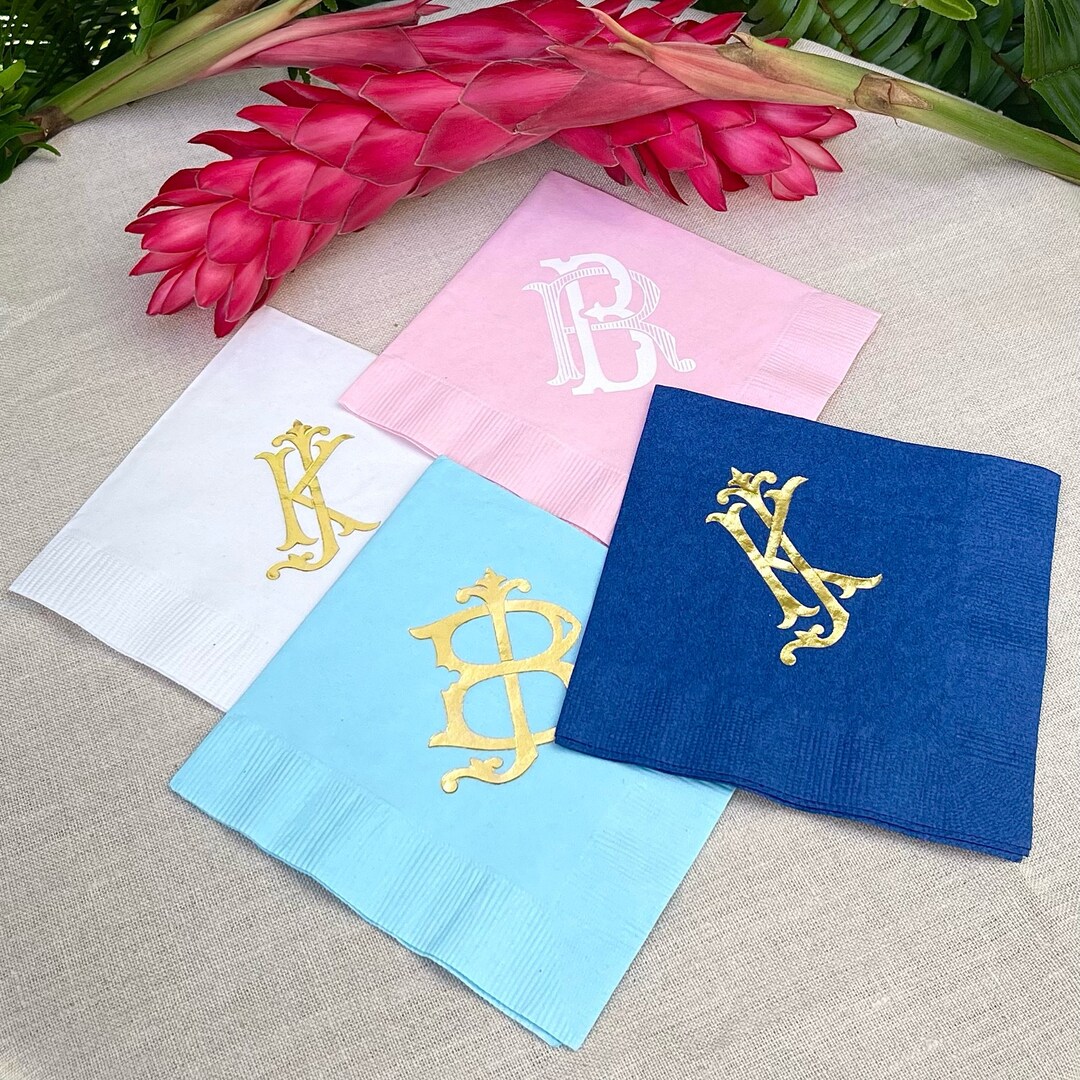 Colorful Monogrammed Napkins, 3ply Custom Colorful Napkins, Customized ...