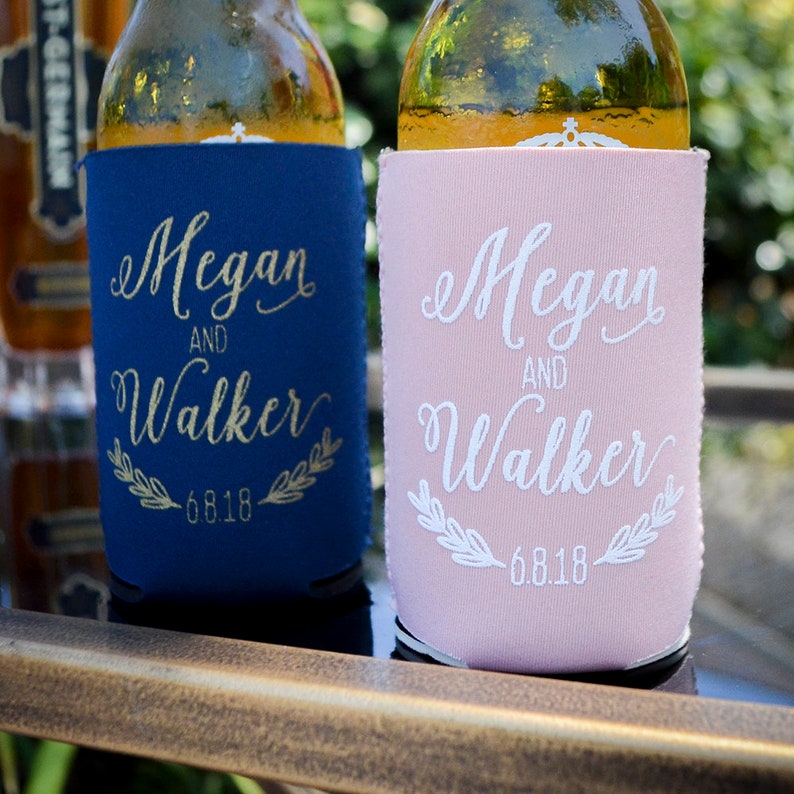 Personalized Can Huggers With Wreath Border and Names Custom | Etsy