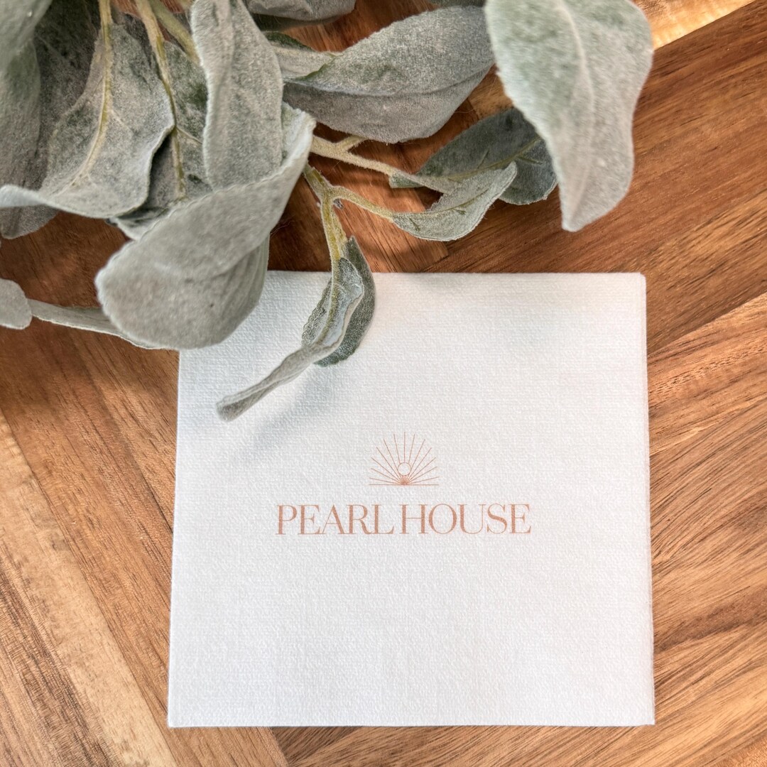 Personalized Logo White Linen Like Napkins, Corporate Event Beverage ...